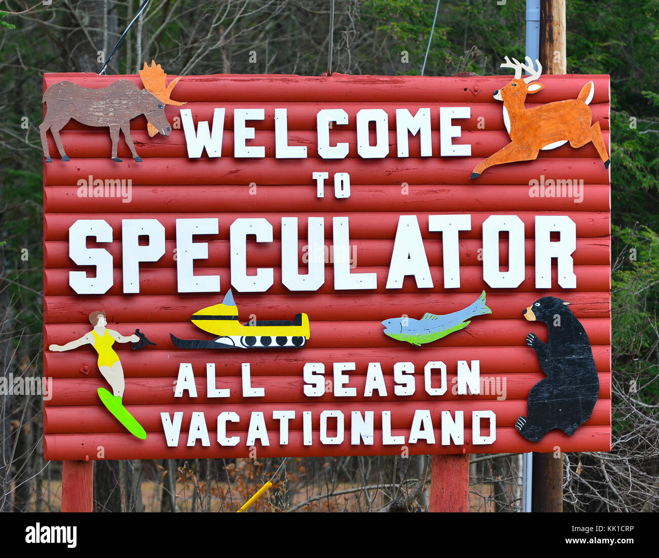 Welcome to Speculator, NY in the Adirondack Mountains Stock Photo - Alamy