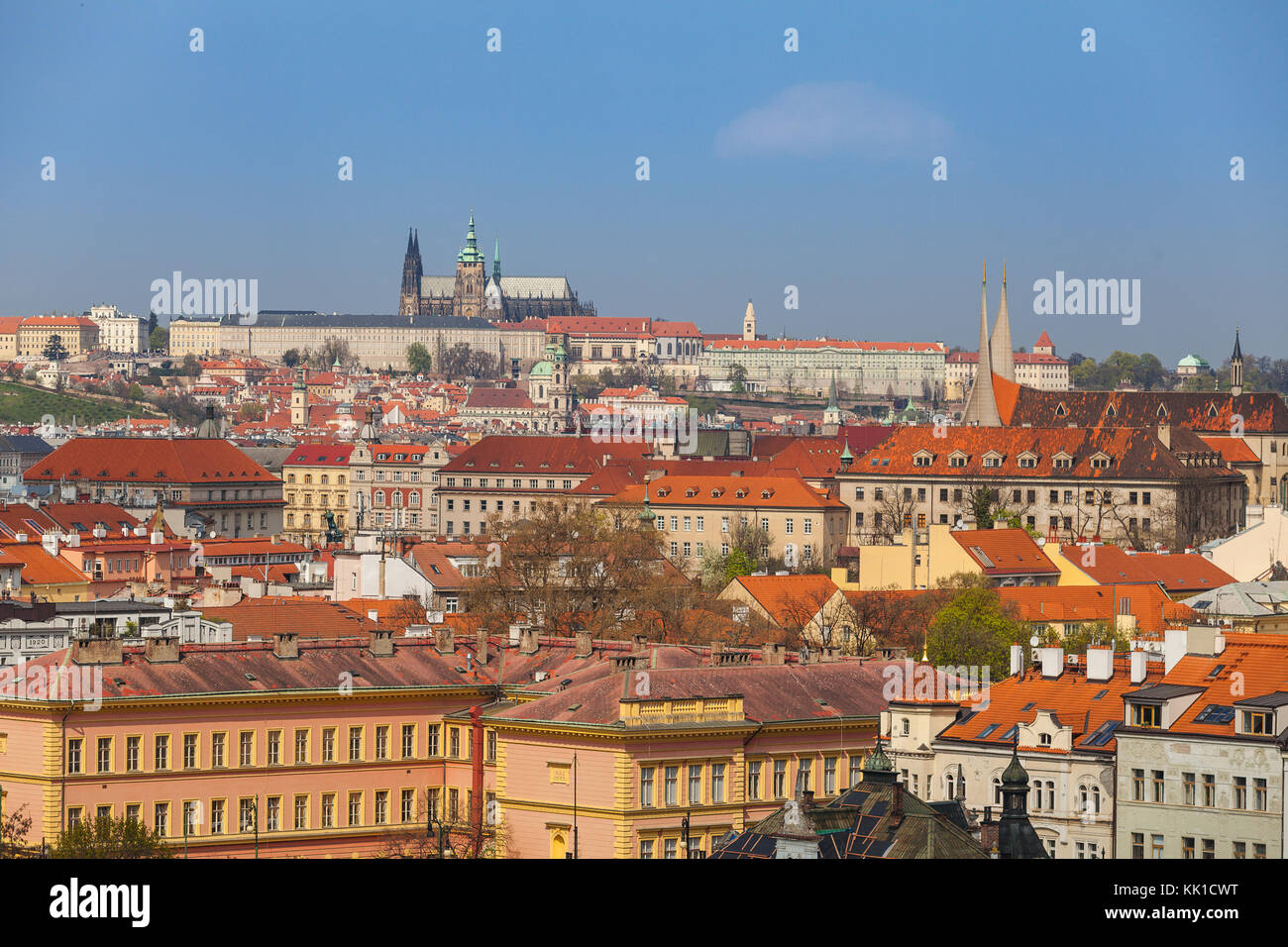 Prague rooftops. Beautiful aerial view of Czech baroque architecture ...