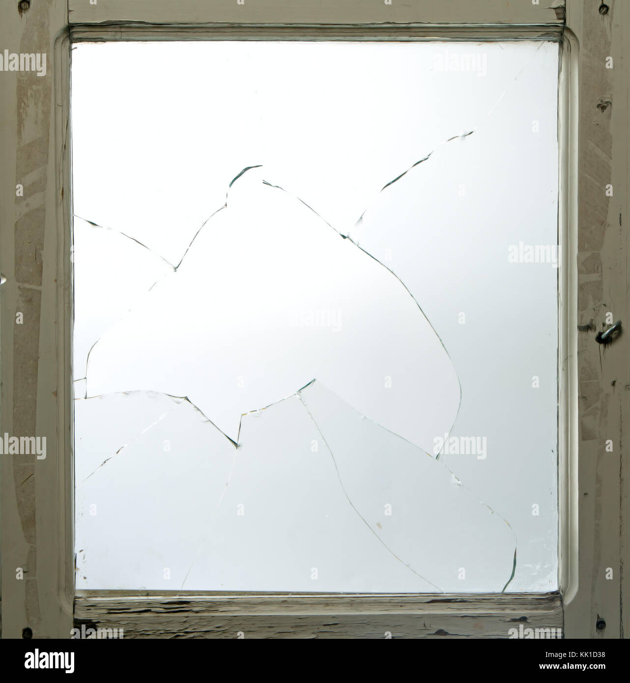 Broken window glass with wooden vintage frame around Stock Photo - Alamy