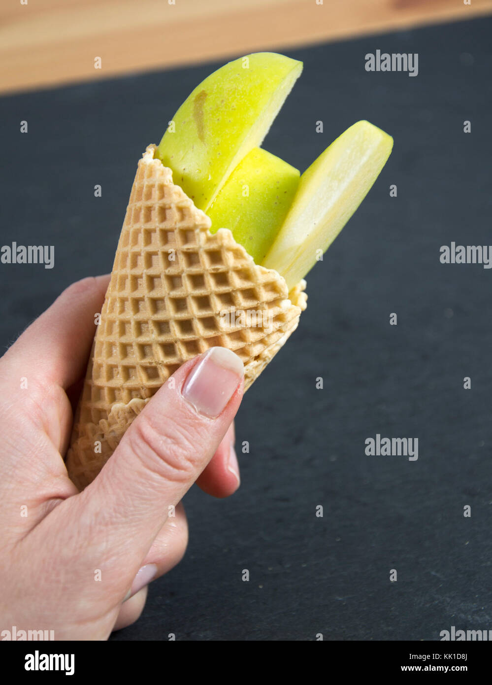 ice-cream wafer with apple Stock Photo - Alamy