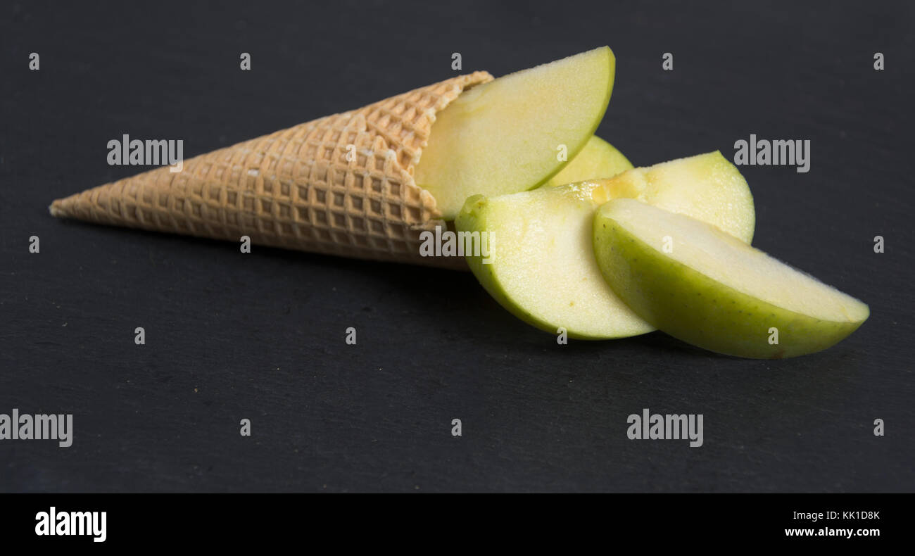 ice-cream wafer with apple Stock Photo - Alamy