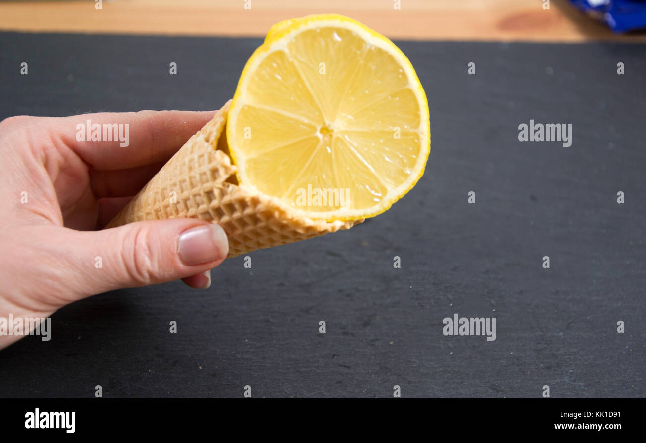 ice-cream wafer with lemon Stock Photo - Alamy