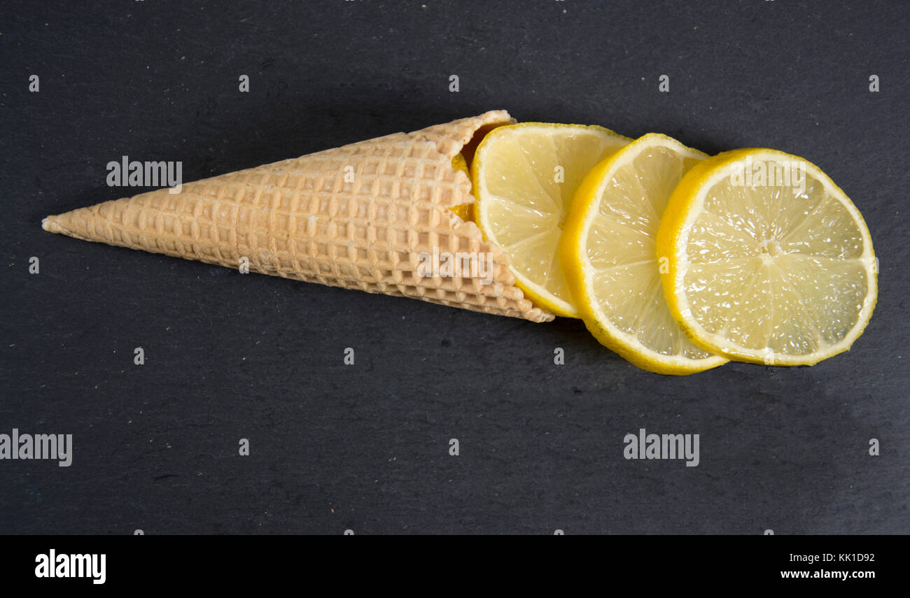 ice-cream wafer with lemon Stock Photo - Alamy