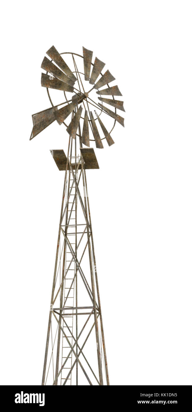 3d illustration of an old rusty windmill isolated on white background ...