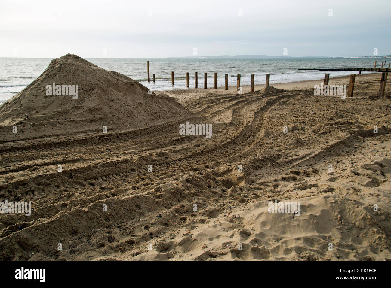 Southborne Beach -construction of sea defences Stock Photo - Alamy