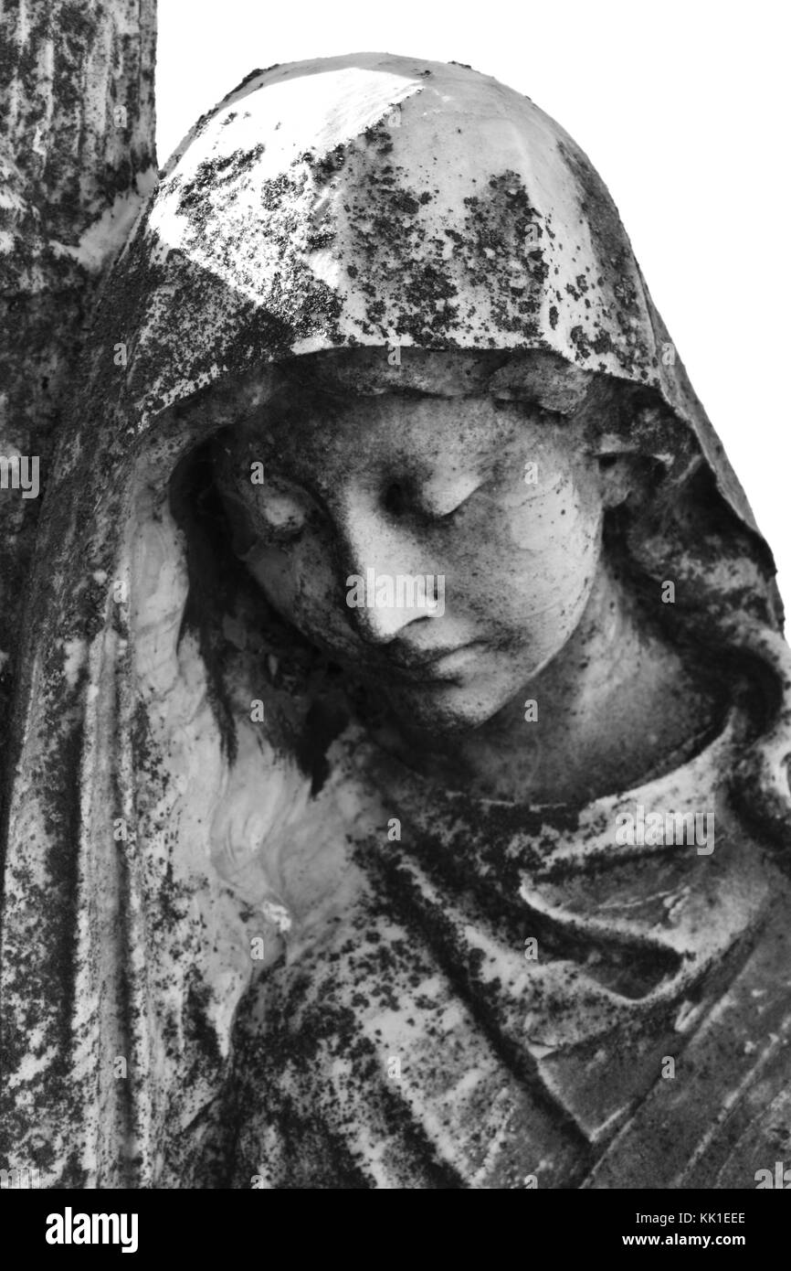 The solemn face of this robed figure speaks of the sorrow of ages Stock ...