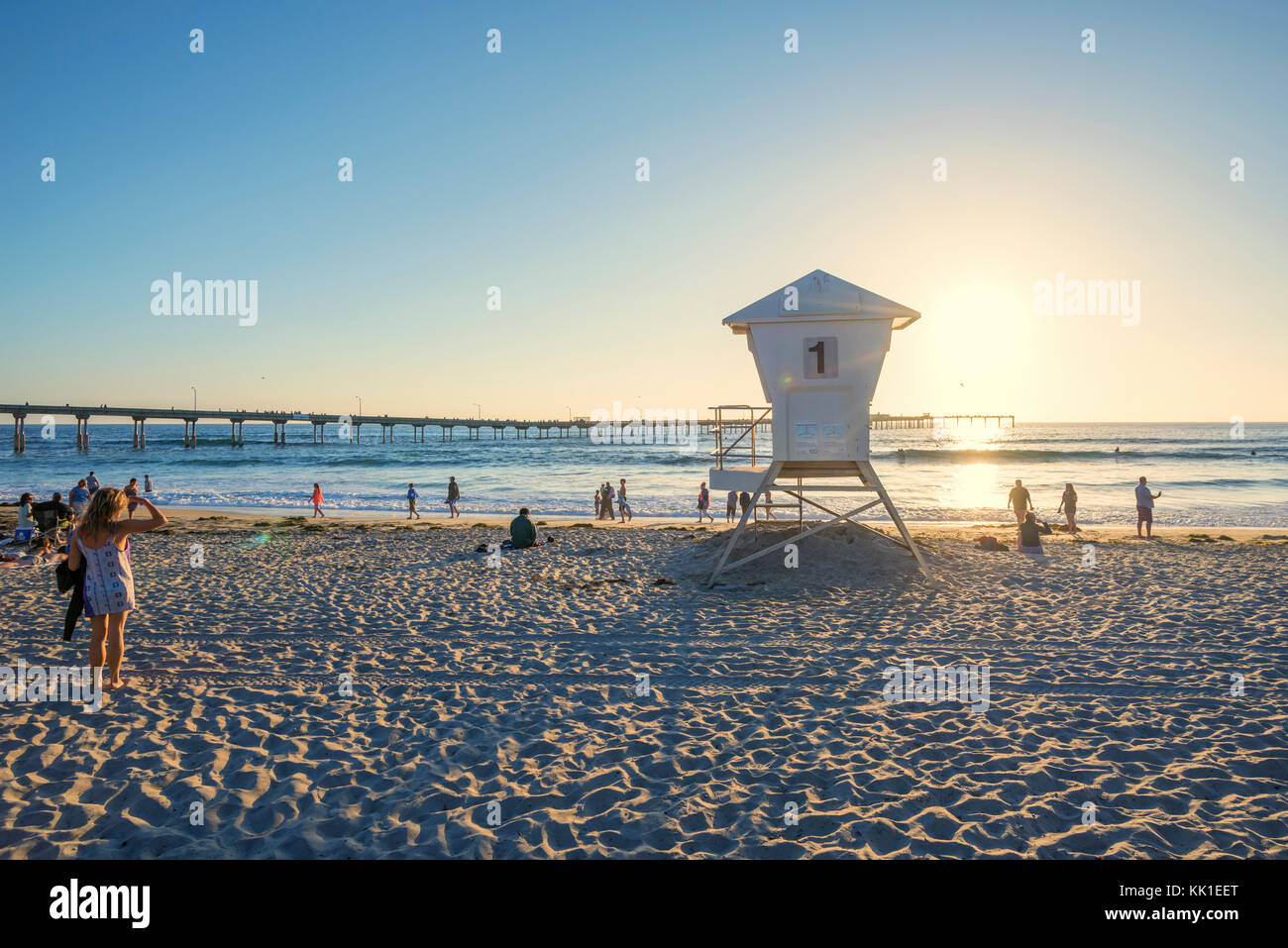 Summer evening at Ocean Beach. San Diego, California, USA Stock Photo ...