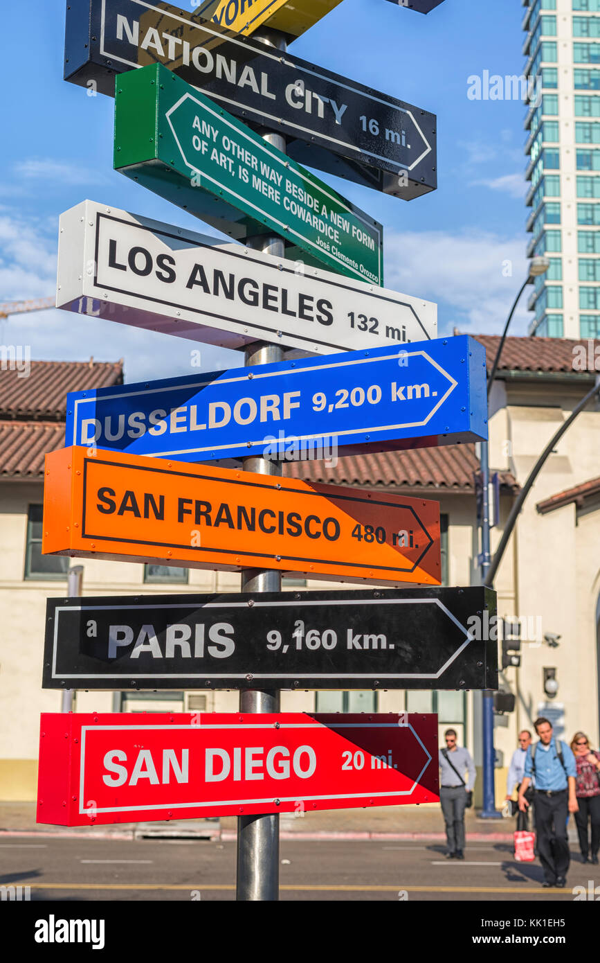 Signpost in downtown San Diego, California, USA Stock Photo - Alamy