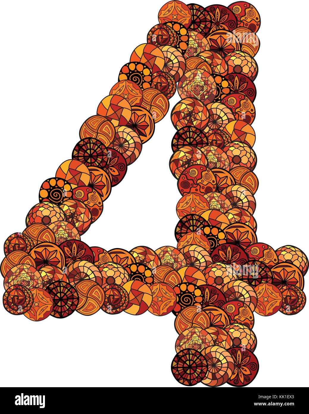 abstract vector font, made of ethnic elements - number four Stock ...