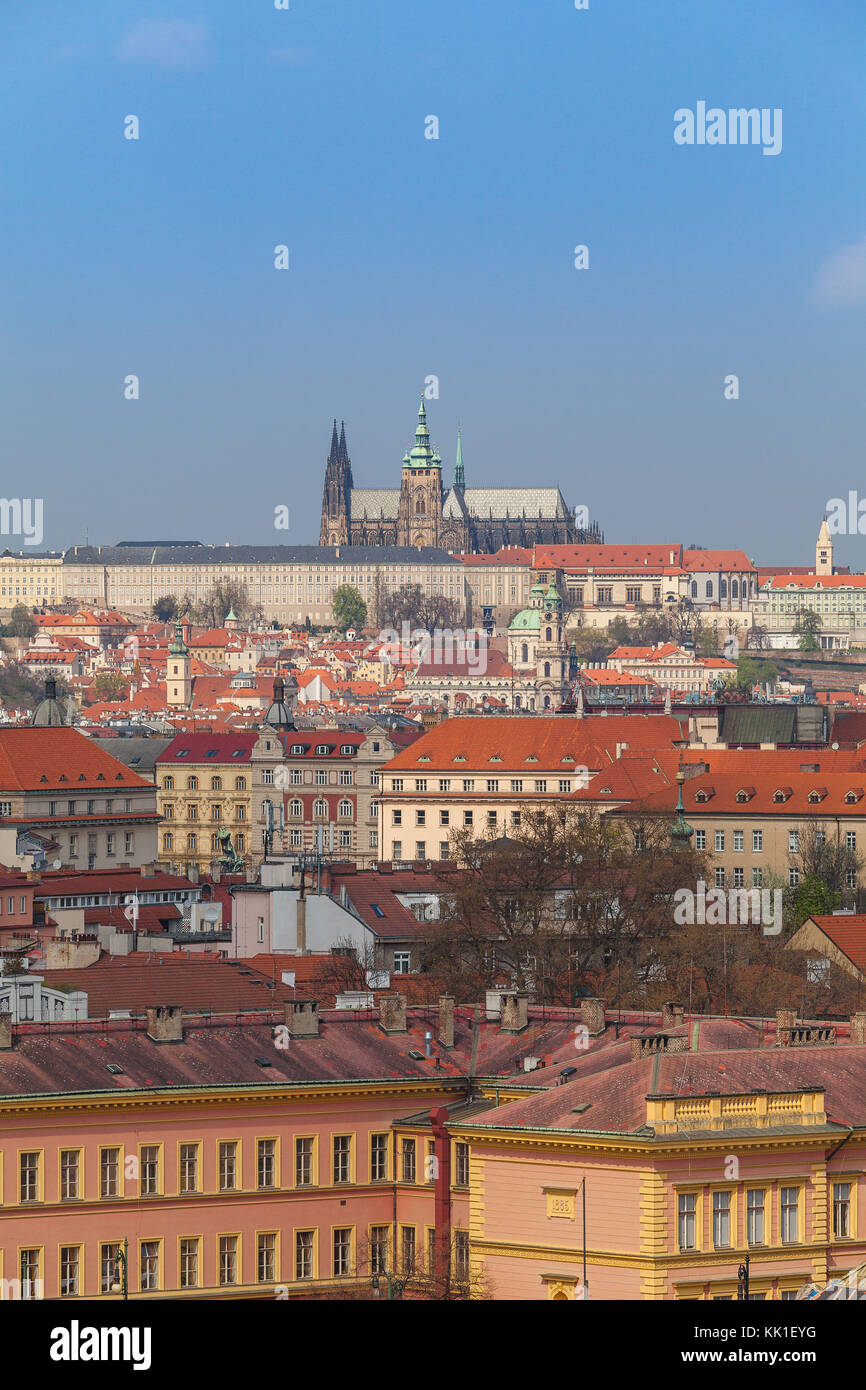Prague rooftops. Beautiful aerial view of Czech baroque architecture ...