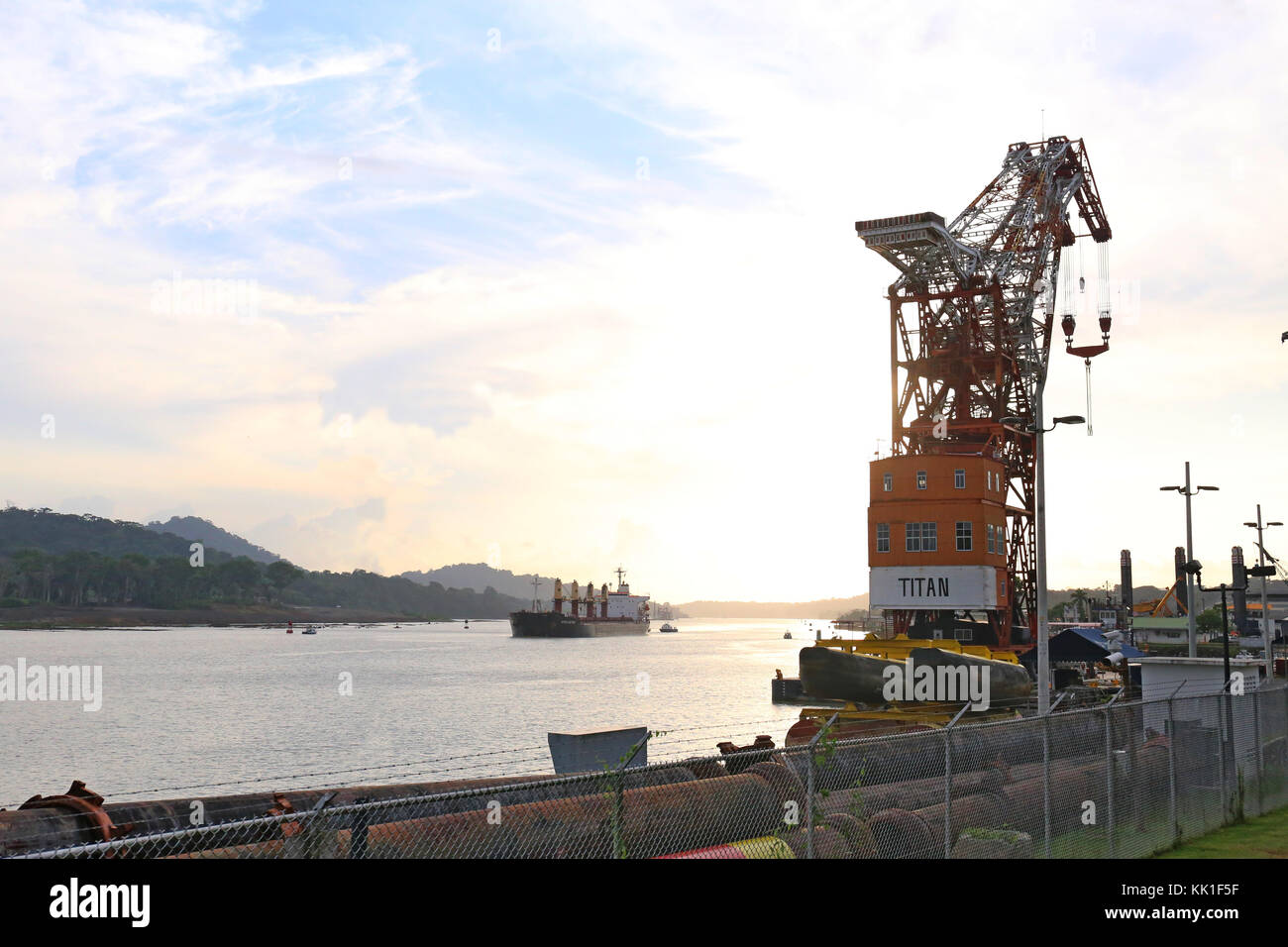 Sunset over the Panama Canal Stock Photo - Alamy