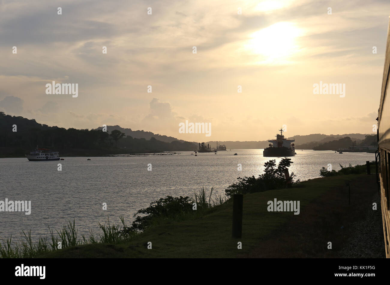 Sunset over the Panama Canal Stock Photo - Alamy