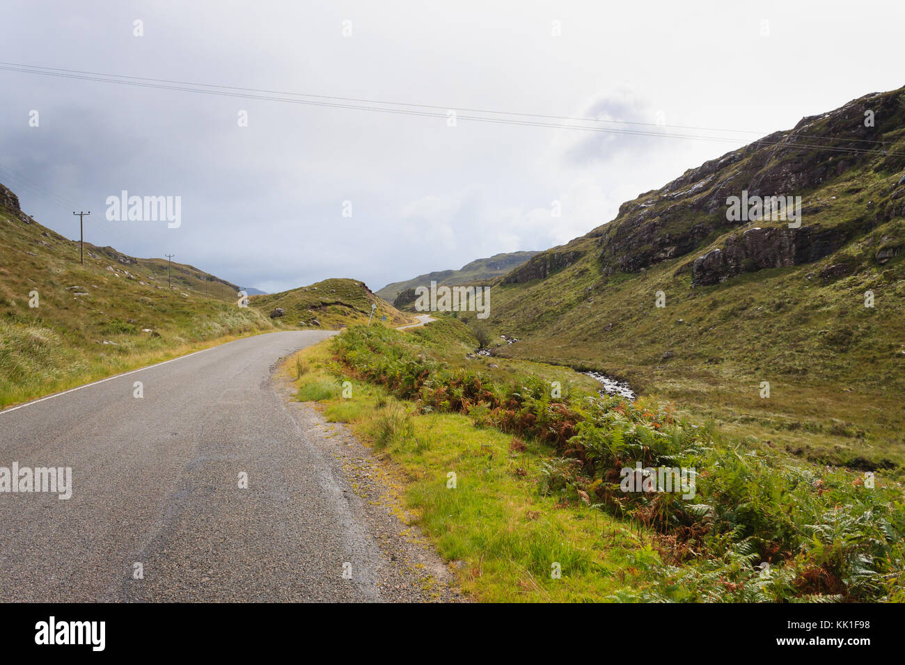 Scottish road trough countryside. Perspective road. Scotland panorama ...
