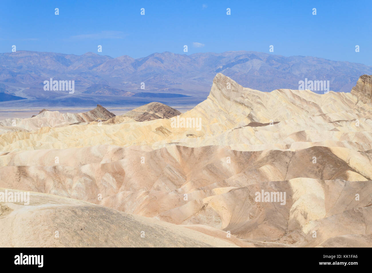 View from Zabriskie Point, California, USA. Desert panorama. Geological ...
