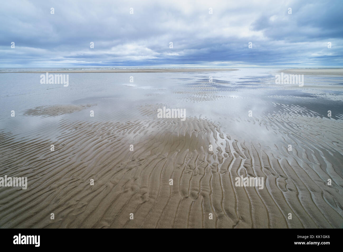 Sandy shore of the sea in the north of Sakhalin Island, Russia ...