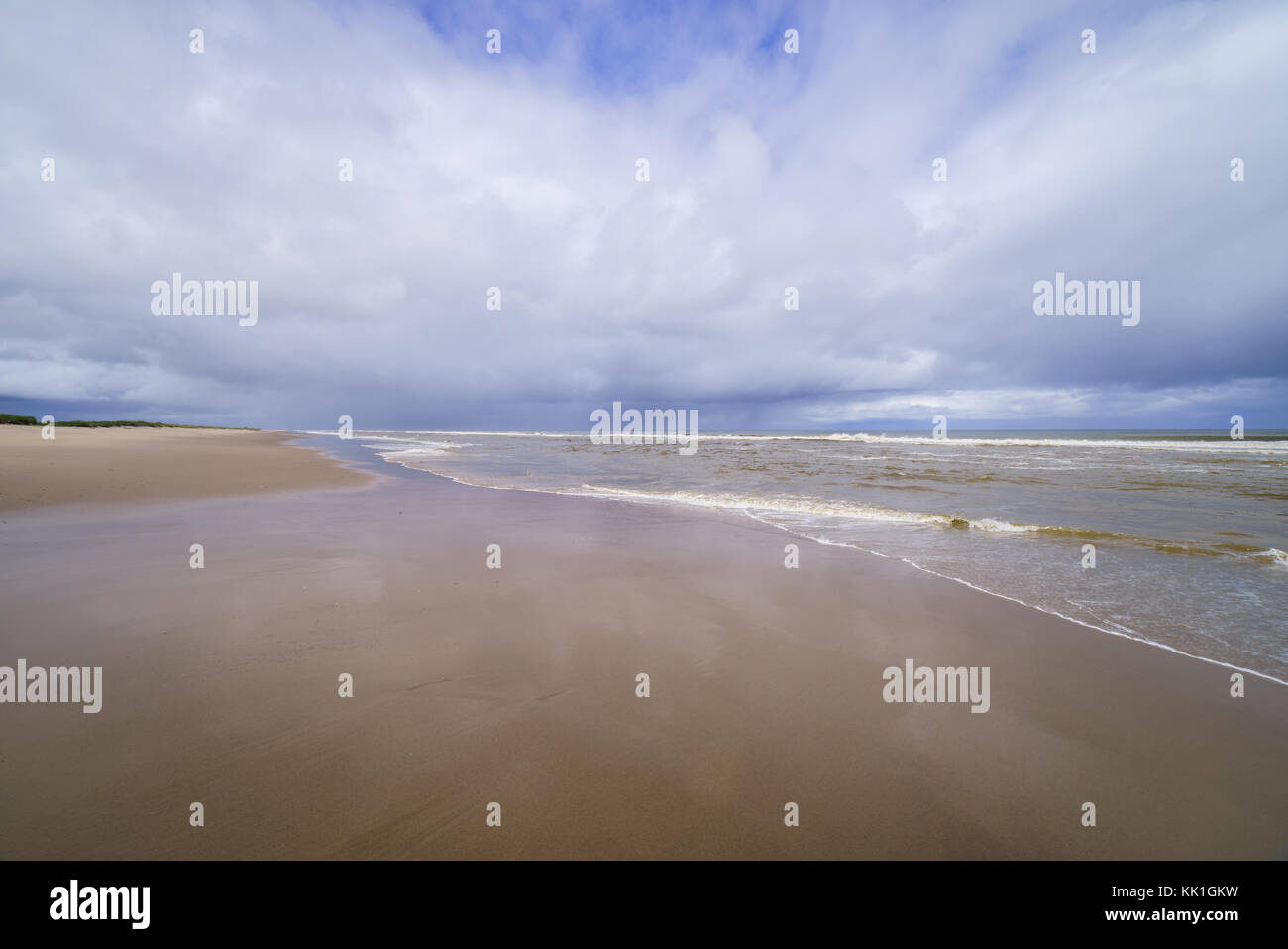 Sandy shore of the sea in the north of Sakhalin Island, Russia ...