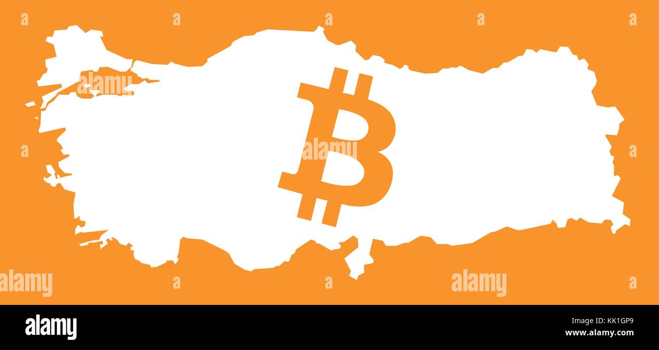 Turkey map with bitcoin crypto currency symbol illustration Stock ...