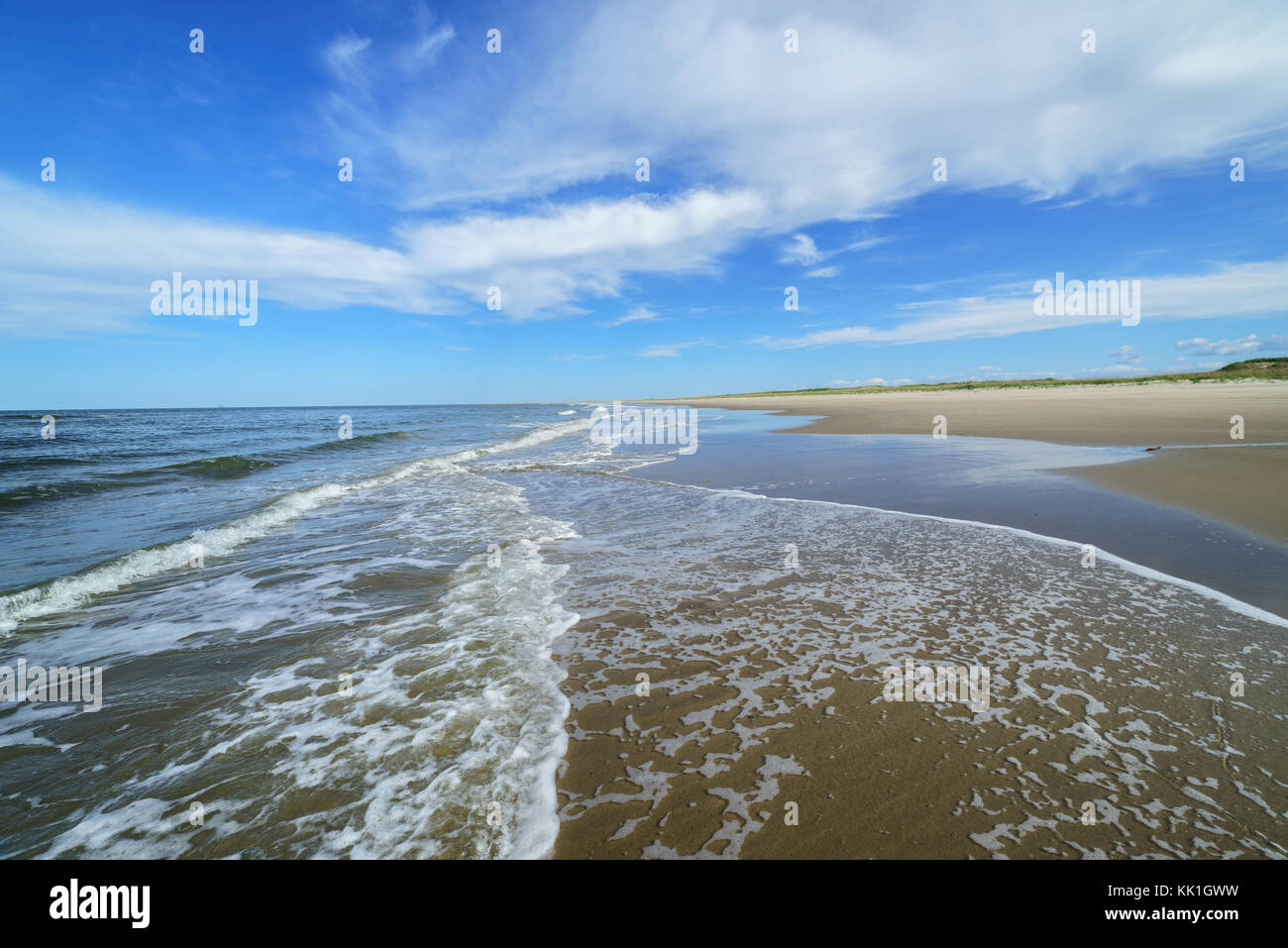 Sandy shore of the sea in the north of Sakhalin Island, Russia ...