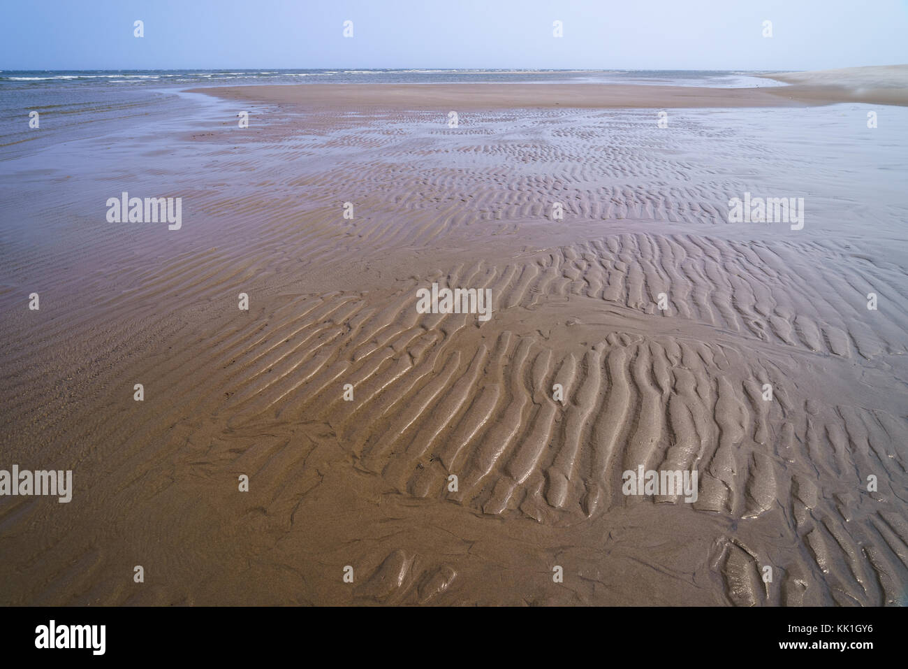 Sandy shore of the sea in the north of Sakhalin Island, Russia ...
