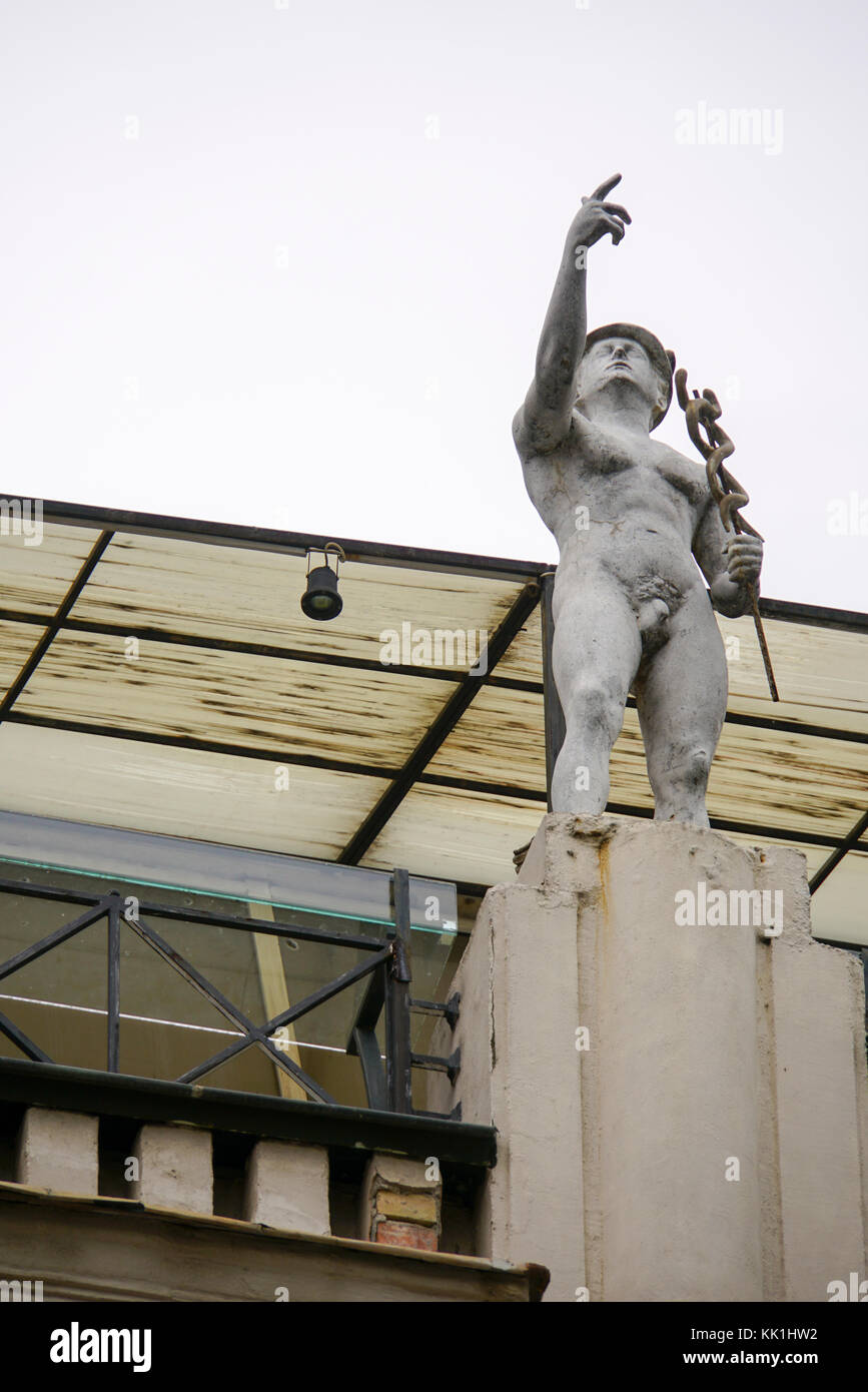 A statue of Mercury / Hermes with Caduceus winged staff and serpents ...