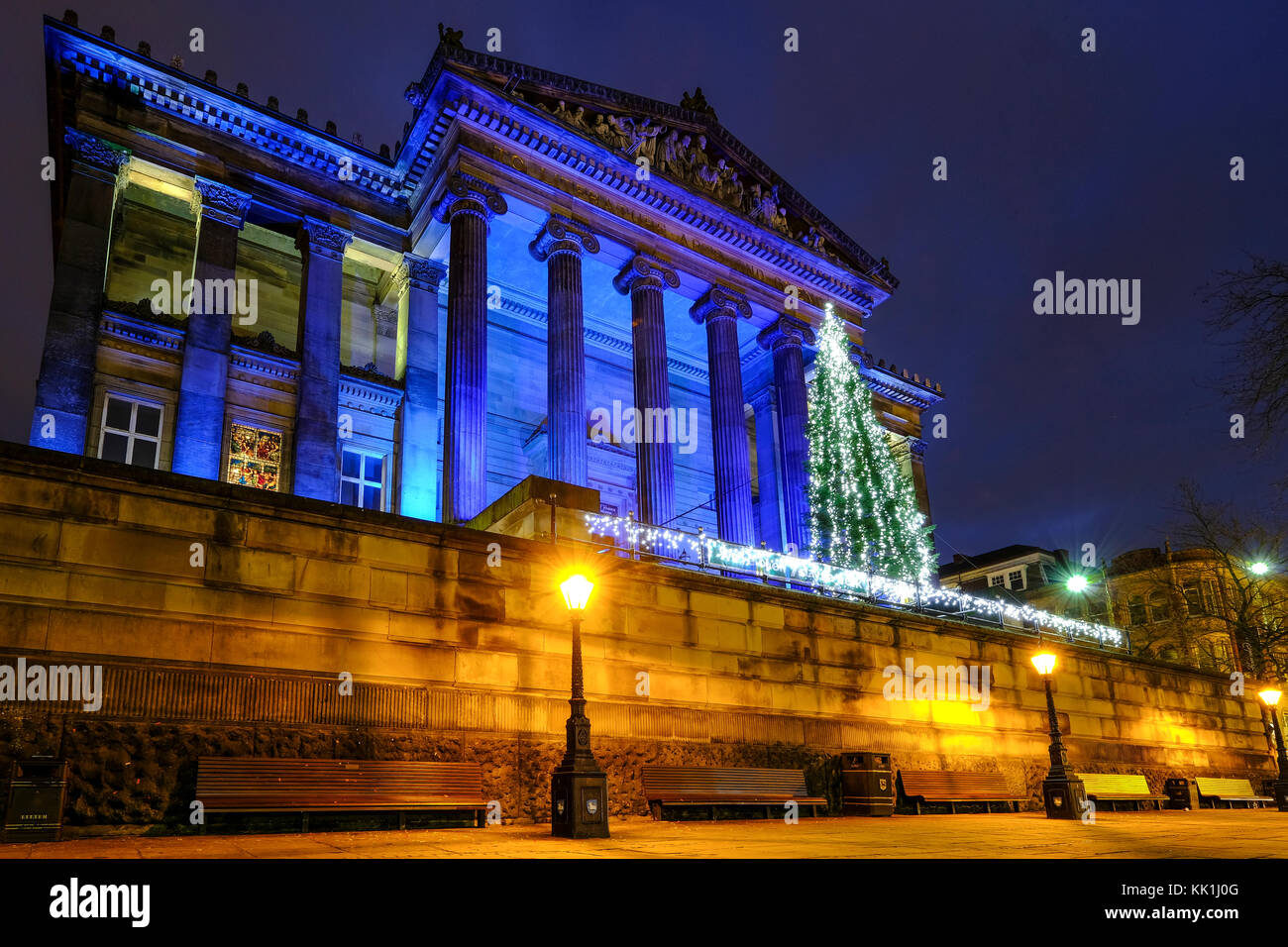 Preston's Harris Museum and Library illuminated at Christmas Stock ...
