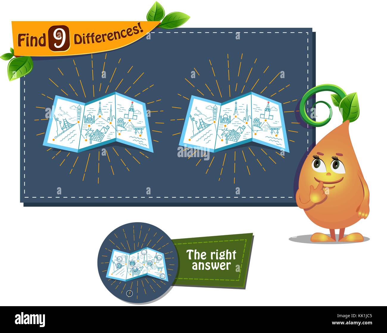 visual game for children and adults. Task to find 9 differences Stock ...