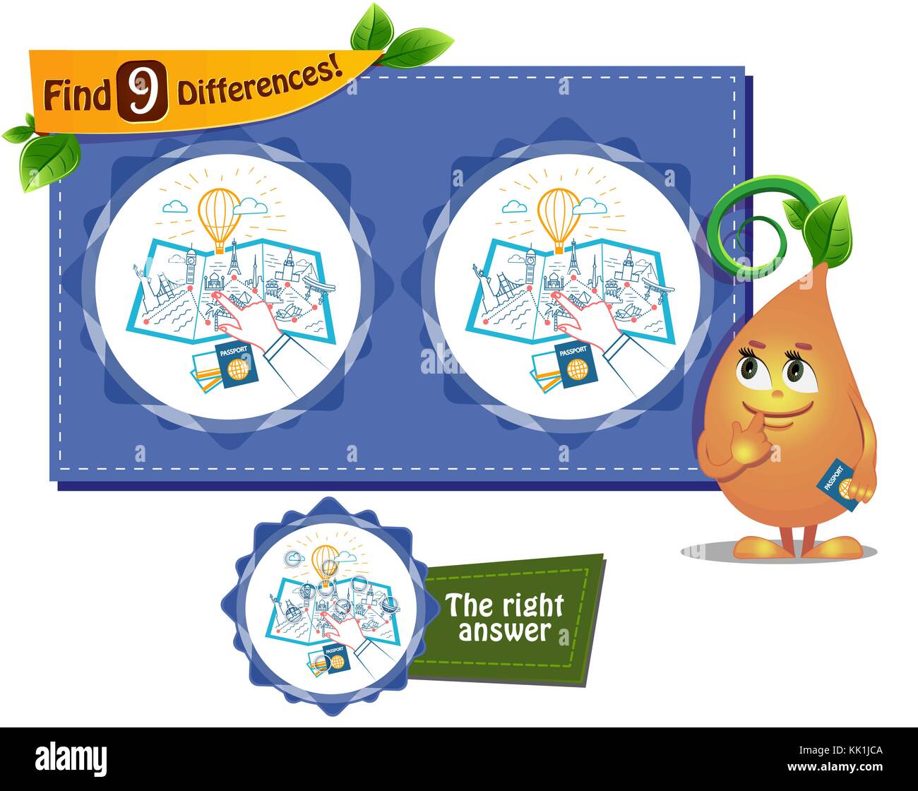 visual game for children and adults. Task to find 9 differences Stock ...