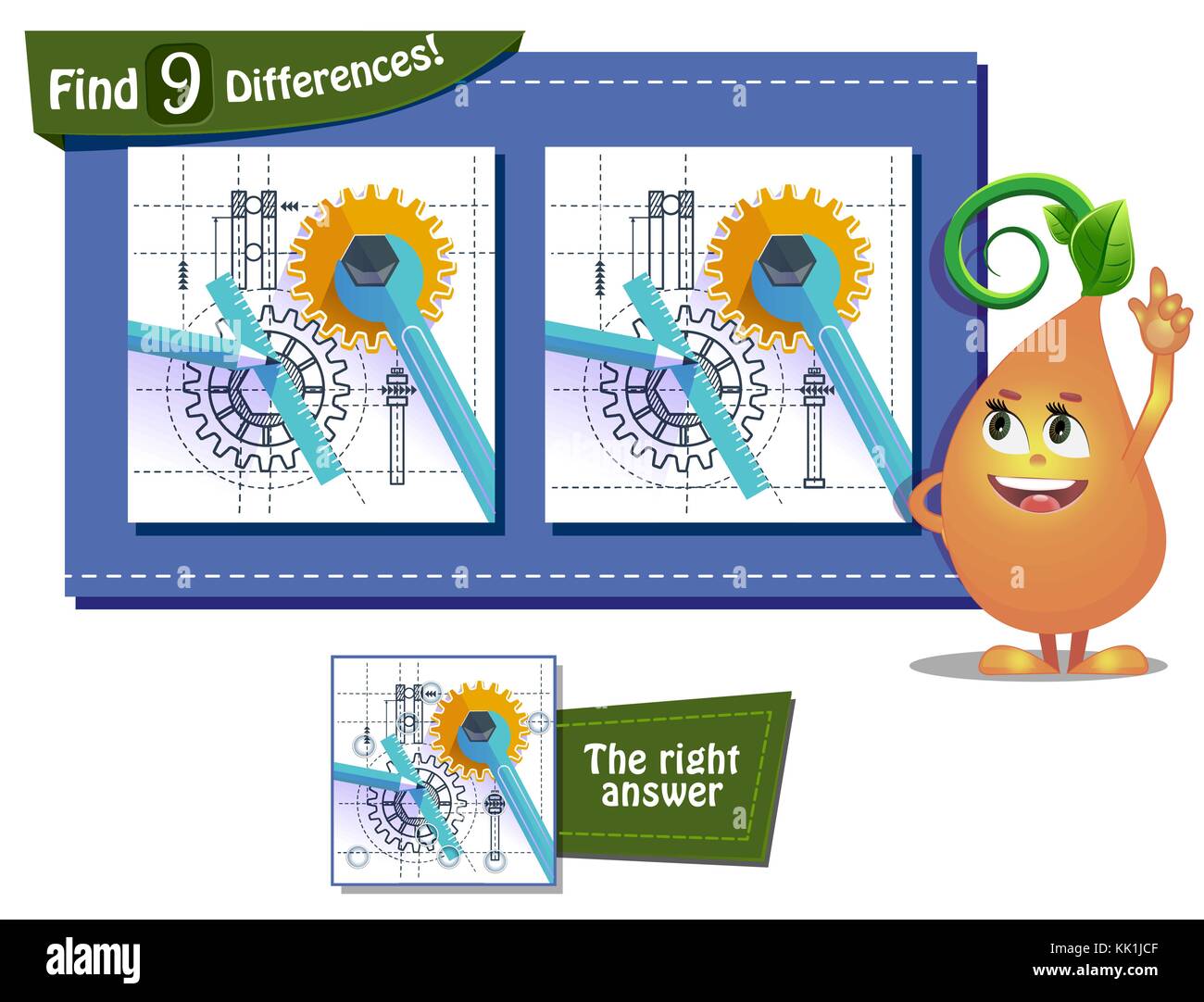 visual game for children and adults. Task to find 9 differences Stock ...