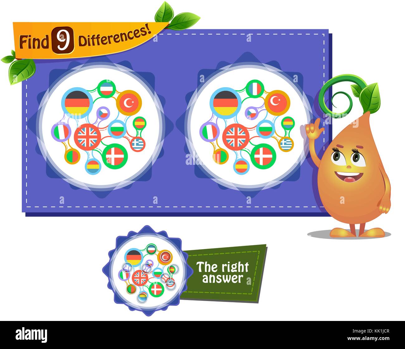 visual game for children and adults. Task to find 9 differences Stock ...