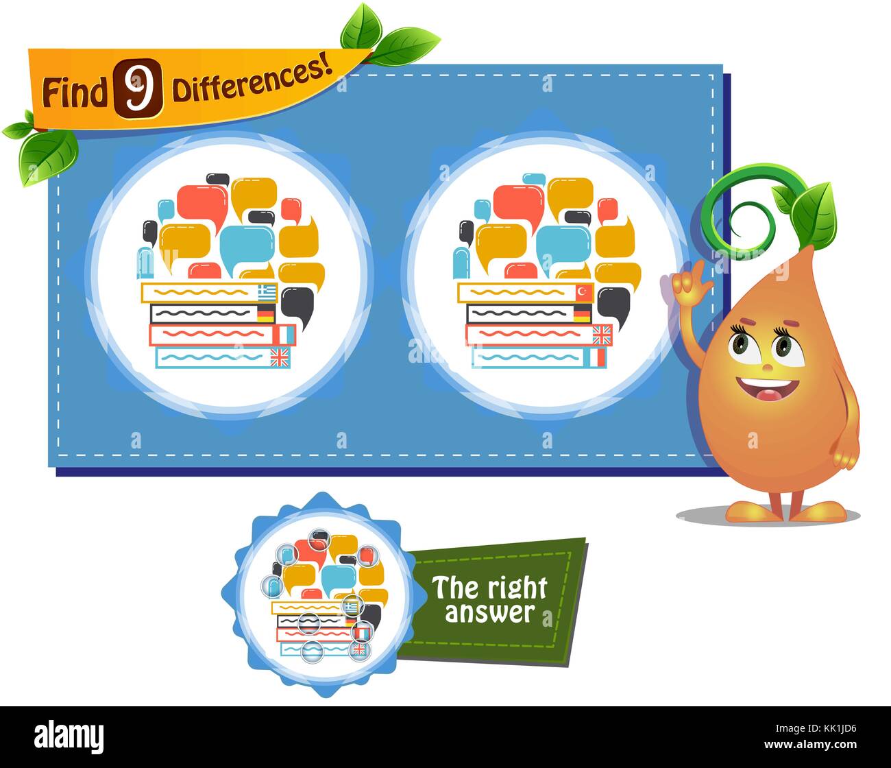 visual game for children and adults. Task to find 9 differences Stock ...