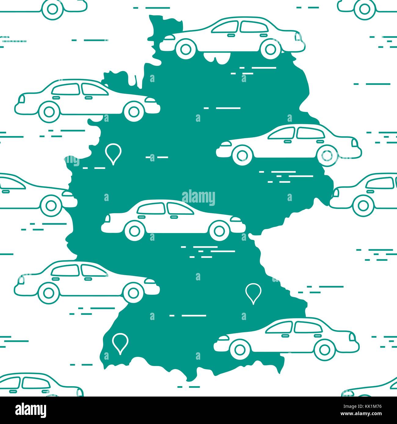 Pattern with cars and map of Germany. Travel and leisure. Design for ...