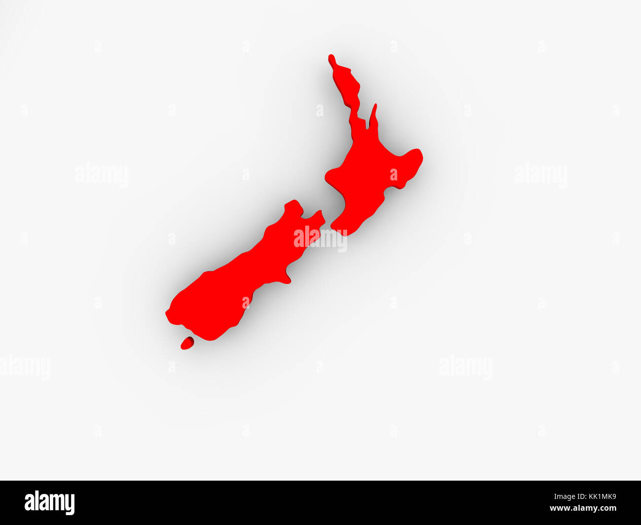 New Zealand in red on grey political map. 3D illustration Stock Photo ...