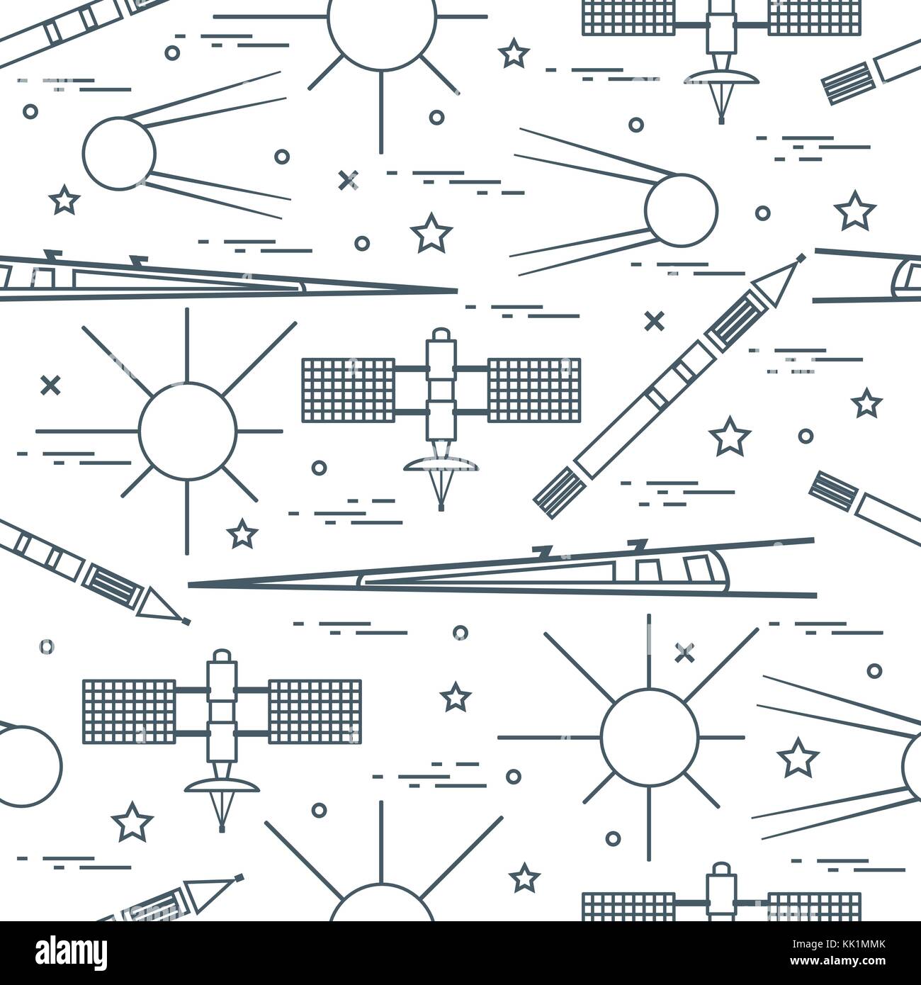 Seamless pattern with variety space exploration elements. Design for ...