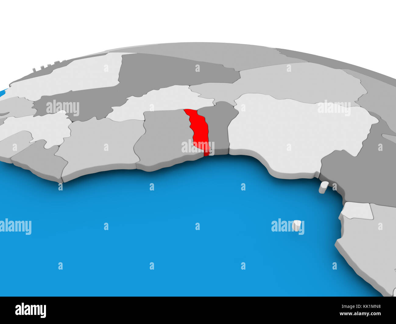 Togo highlighted in red on political globe. 3D illustration Stock Photo ...