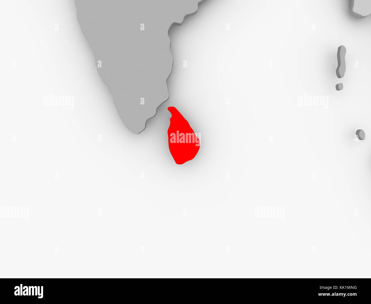 Sri Lanka in red on grey political map. 3D illustration Stock Photo - Alamy
