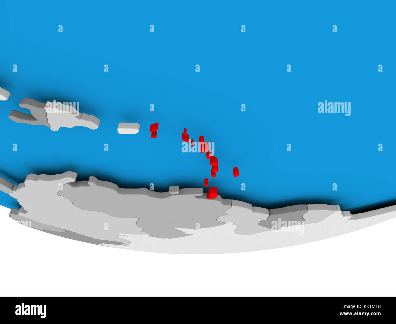 Caribbean on 3D model of political globe. 3D illustration Stock Photo ...