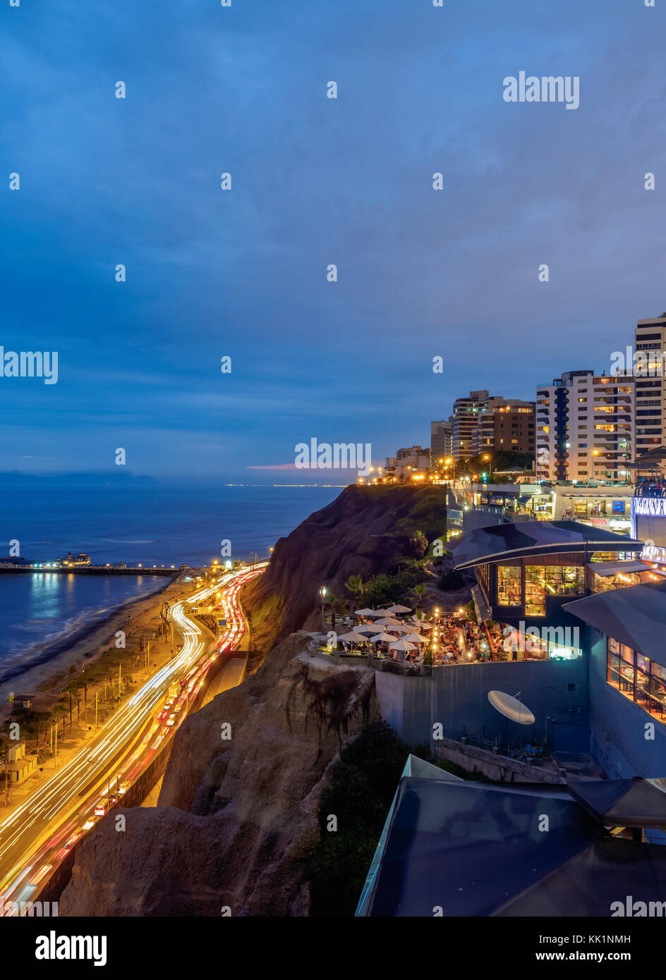 Larcomar Shopping Center at twilight, Miraflores District, Lima, Peru ...