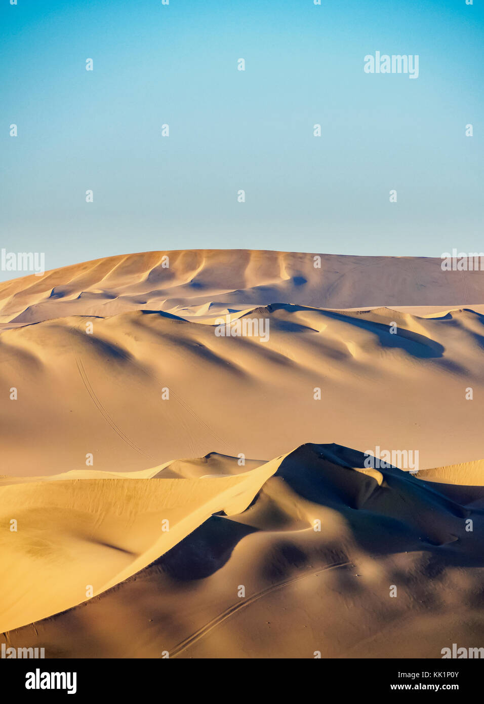 Sand Dunes of Ica Desert near Huacachina, sunrise, Ica Region, Peru ...
