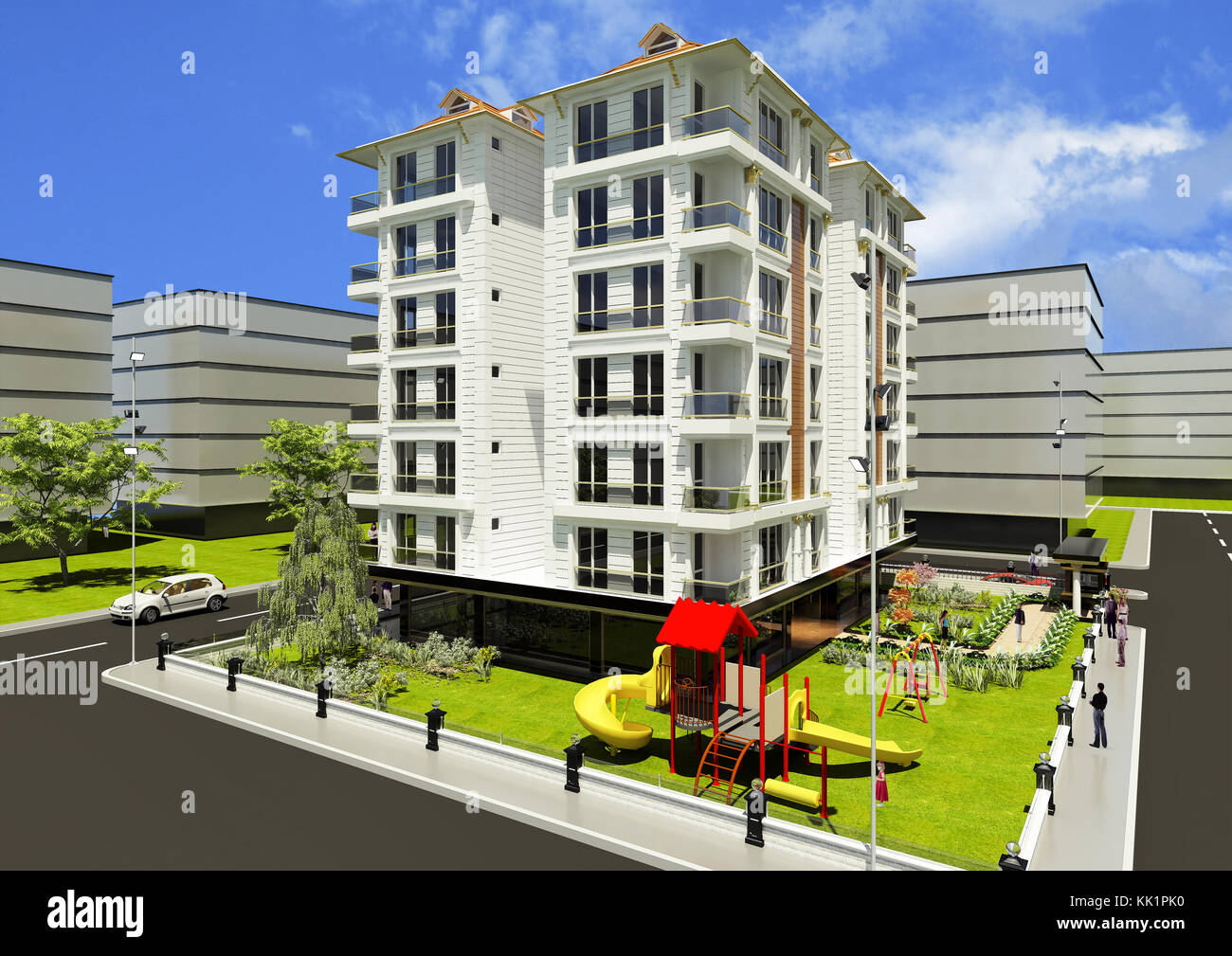 3d render of residental building facade Stock Photo - Alamy