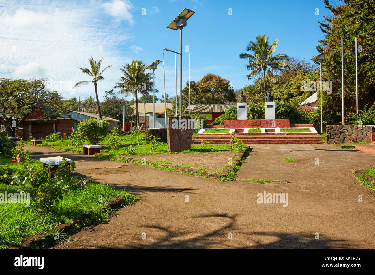 Main Plaza, Hanga Roa, Easter Island (Rapa Nui), Chile Stock Photo - Alamy