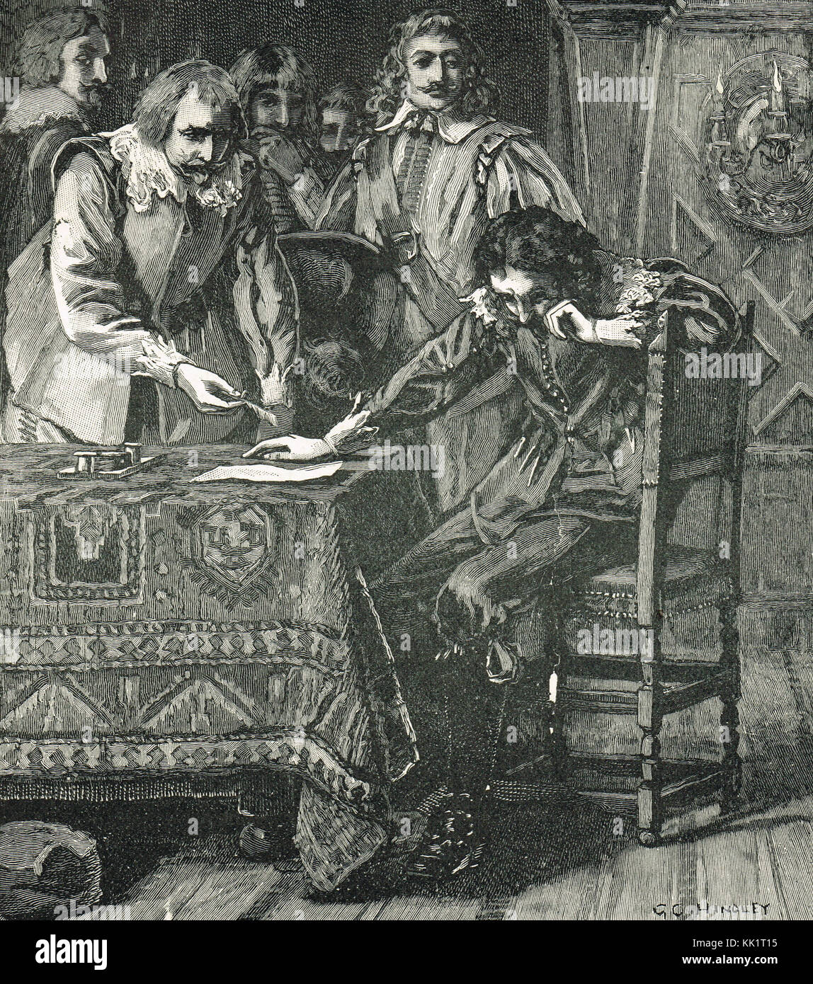 King Charles I signing the bill of Attainder for the Arrest of the Earl ...