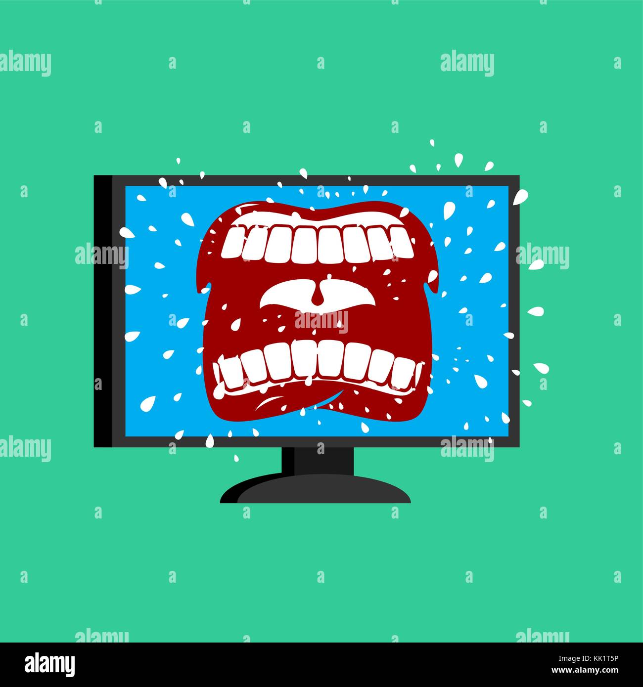Angry computer Emoji. screams PC monitor. Vector illustration Stock ...