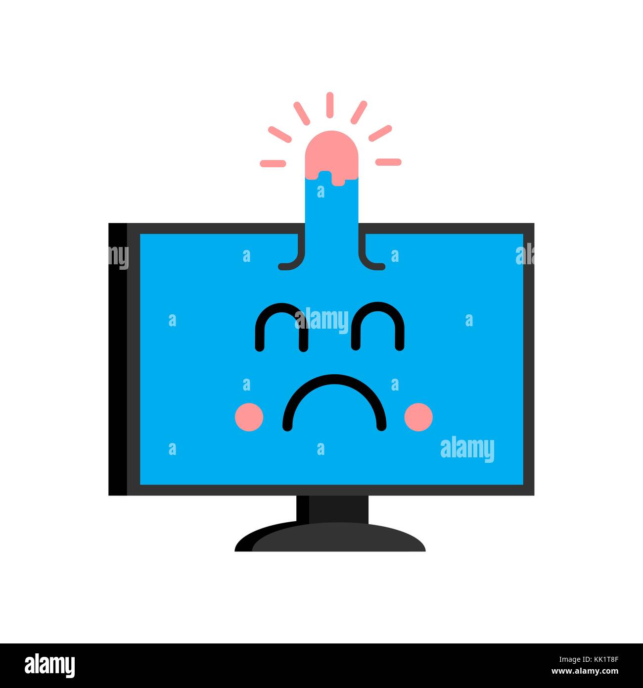 sick computer emotion with bump on head emoji. Sad PC emotion. Vector ...
