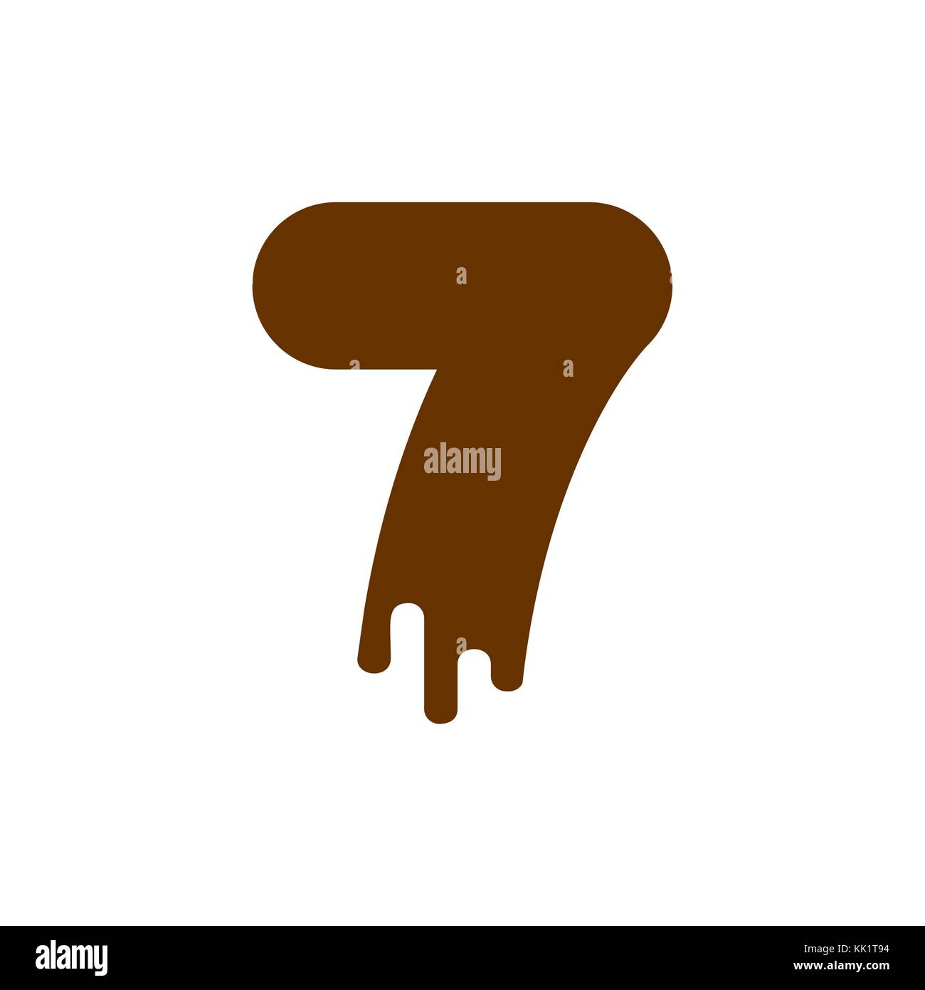 Number 7 Chocolate font. Sweetness numeral seven alphabet. Liquid ...