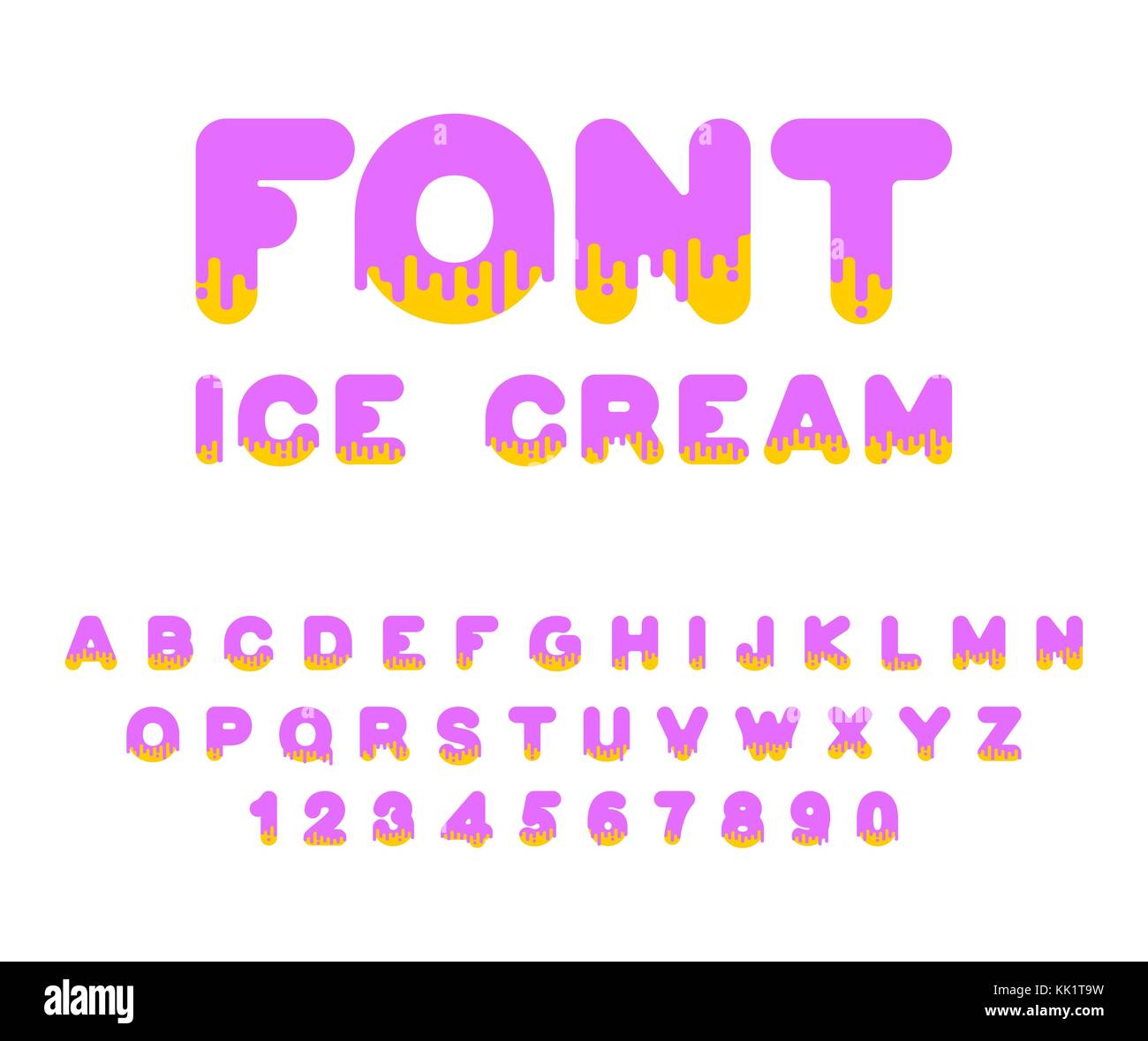 Ice cream font. sweetness alphabet. Liquid lettering. Sweet viscous ABC ...