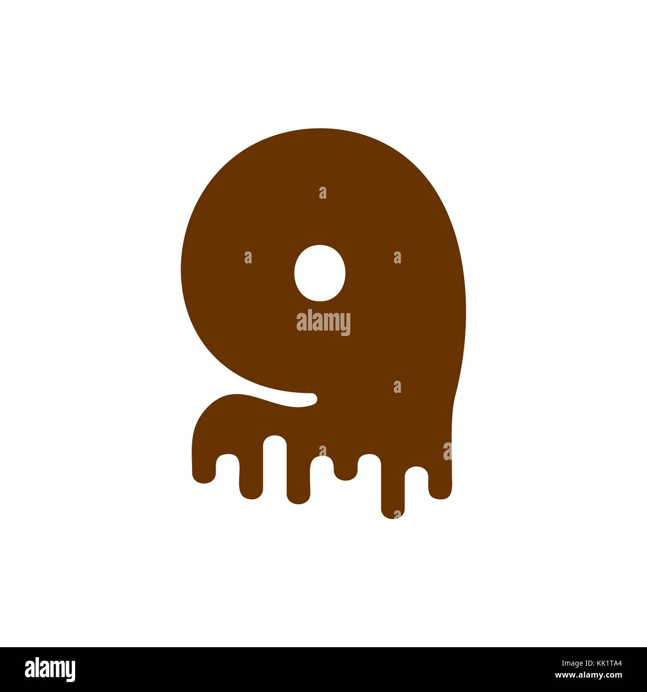 Number 9 Chocolate font. Sweetness numeral nine alphabet. Liquid ...