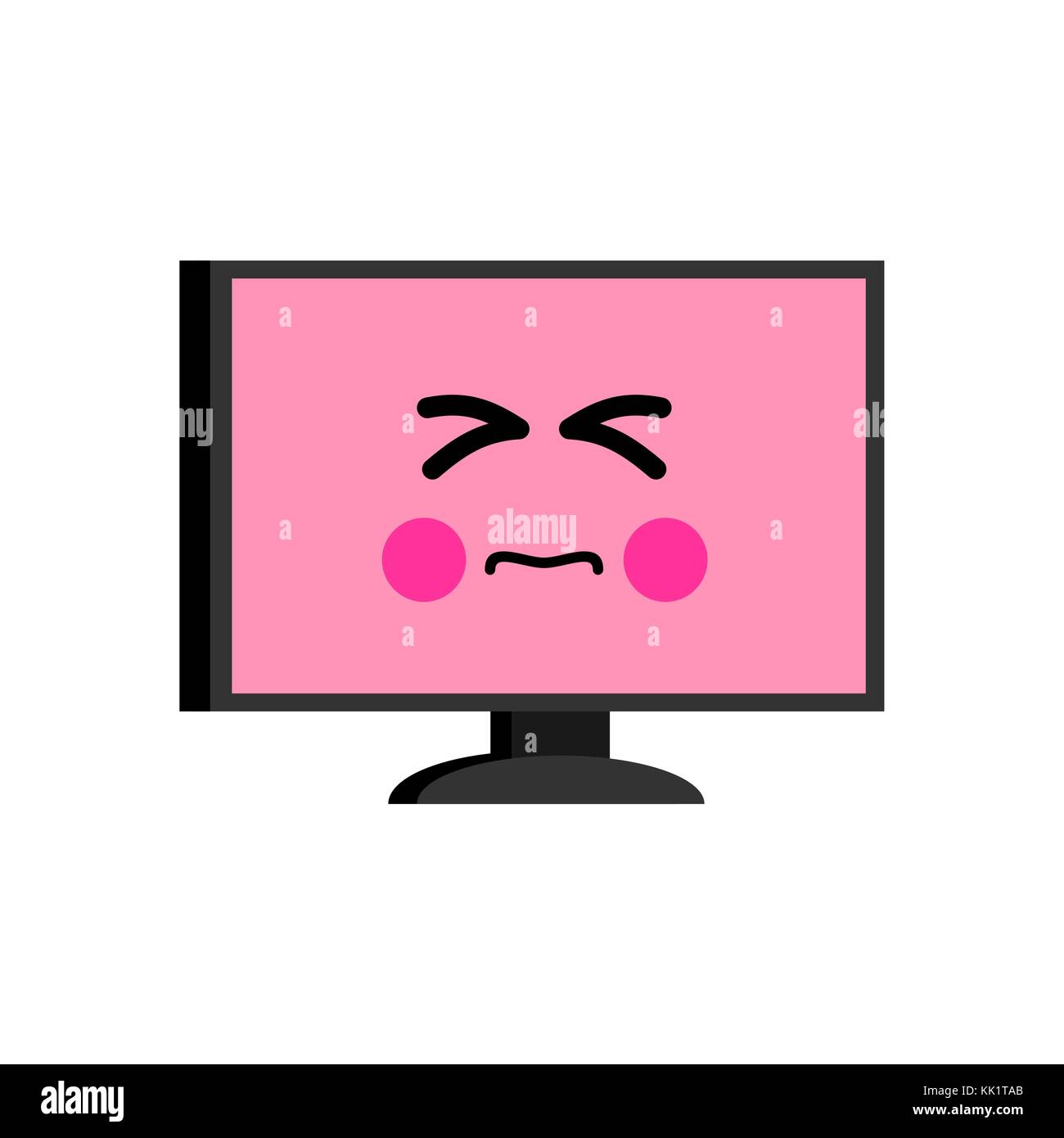 Computer stress emoji. PC tensed. Face red. Vector illustration Stock ...