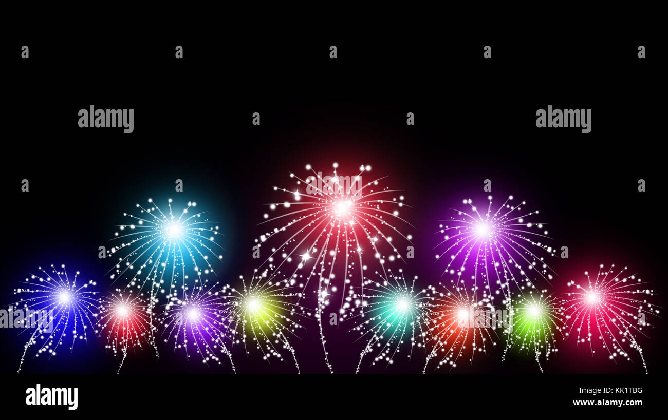 holiday celebration multicolor fireworks in the dark at night Stock ...