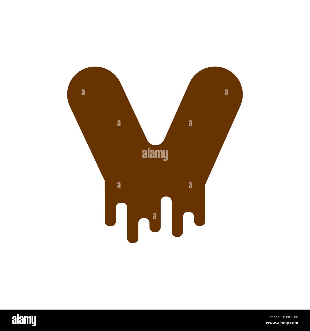 Letter V Chocolate font. sweetness alphabet. Liquid lettering. Sweet ...