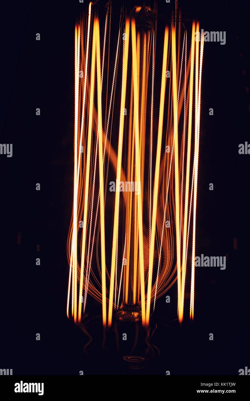 Lamps with tungsten filament. Edison light bulb. Filament filament in ...